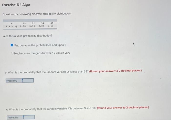 Solved Exercise 5-1 Algo Consider the following discrete | Chegg.com