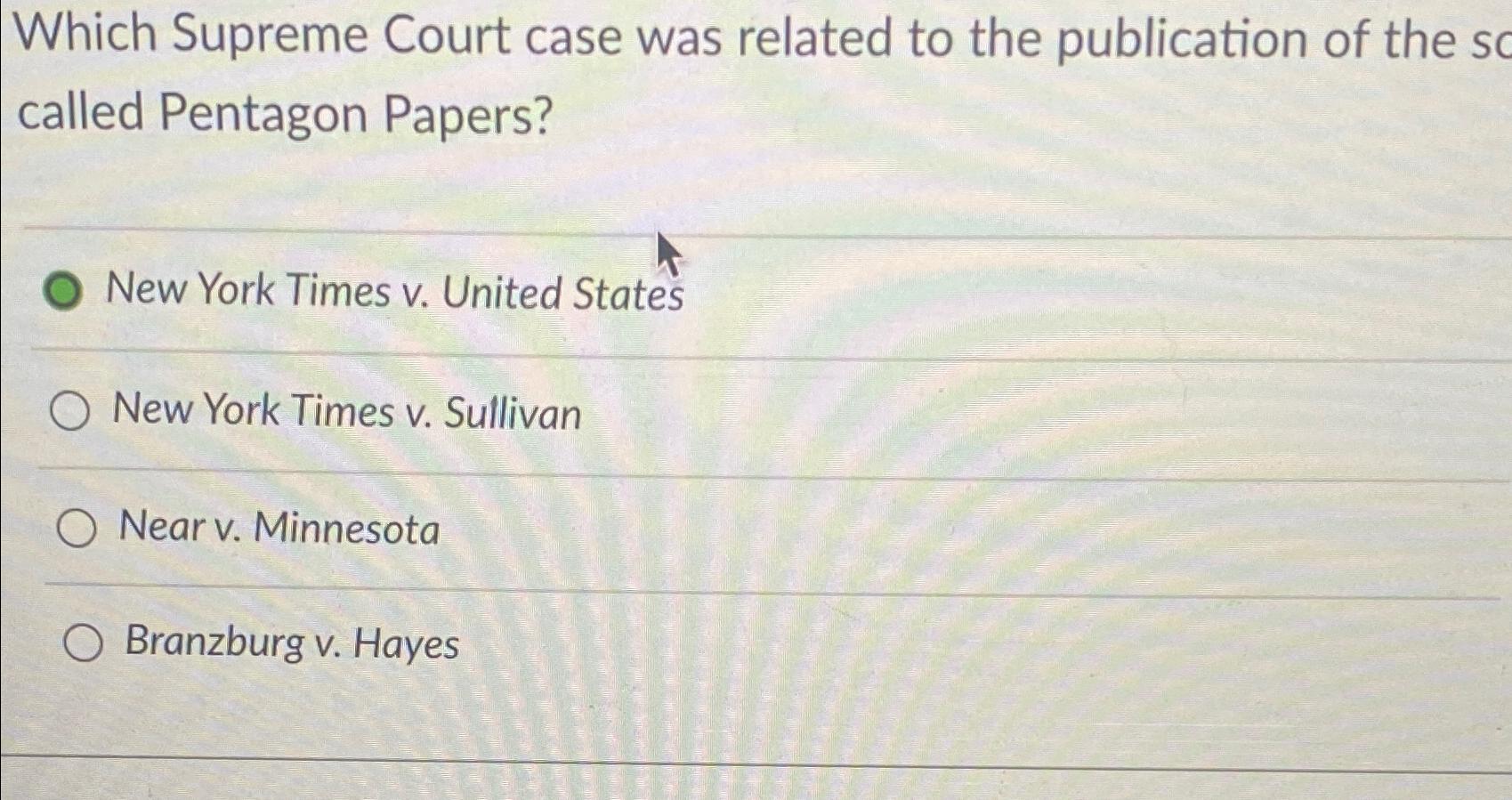 Solved Which Supreme Court case was related to the | Chegg.com