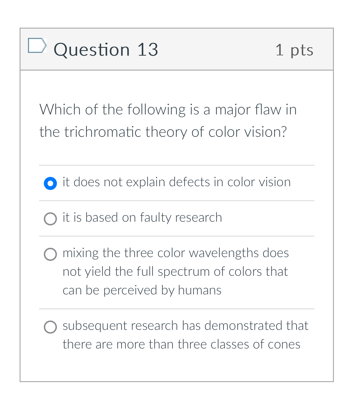 Solved Question 131ptsWhich of the following is a major flaw | Chegg.com