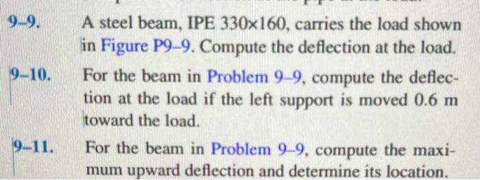Solved 9-9. A steel beam, IPE 330×160, carries the load | Chegg.com