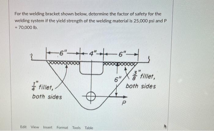 Solved For the welding bracket shown below, determine the | Chegg.com