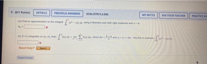 Solved (0) Find an approximation to the integral ∫04(x2−2x) | Chegg.com