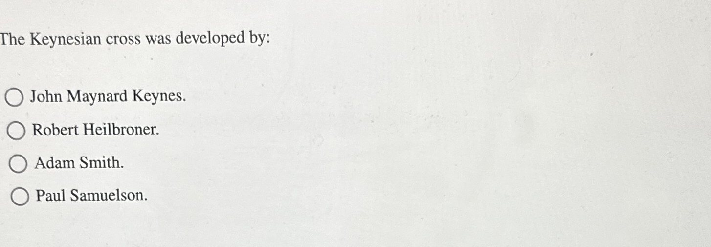 Solved The Keynesian cross was developed by:John Maynard | Chegg.com