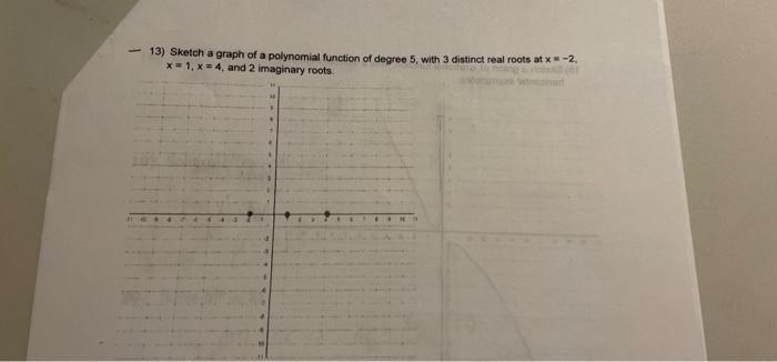 Solved - 13) Sketch a graph of a polynomial function of | Chegg.com