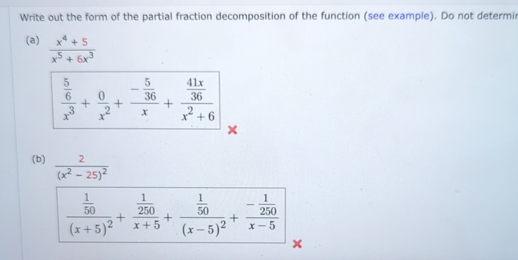 Solved Write out the form of the partial fraction | Chegg.com