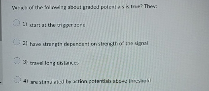Solved Which of the following about graded potentials is | Chegg.com