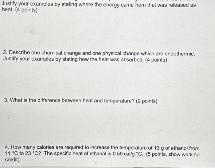 Solved Justify your examples by stating where the energy | Chegg.com
