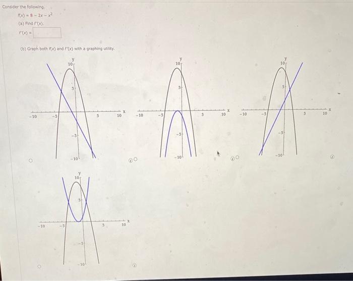 Solved Consider the following f(x)=8−2x−x2 (a) Find f(x), | Chegg.com
