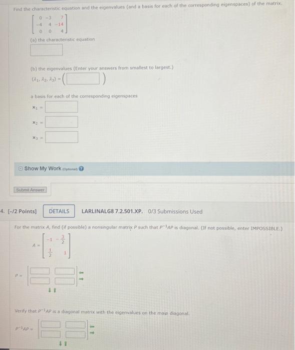 Solved Find the charactenstic equation and the eigenvalues | Chegg.com