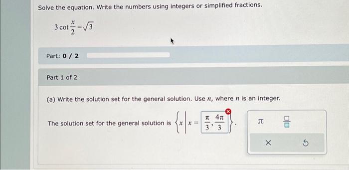 Solved Solve the equation. Write the numbers using integers | Chegg.com