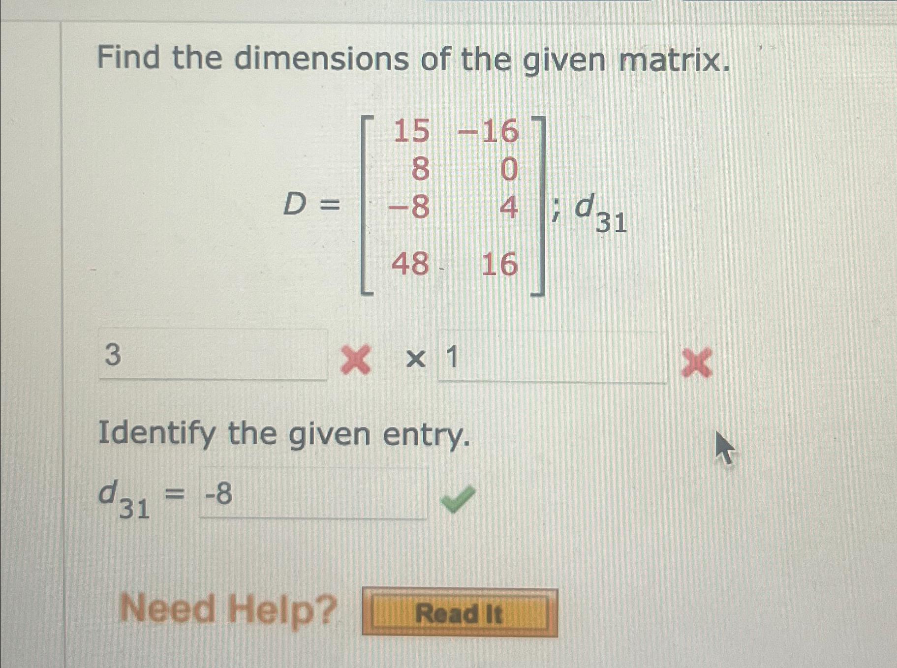 Solved Find the dimensions of the given | Chegg.com