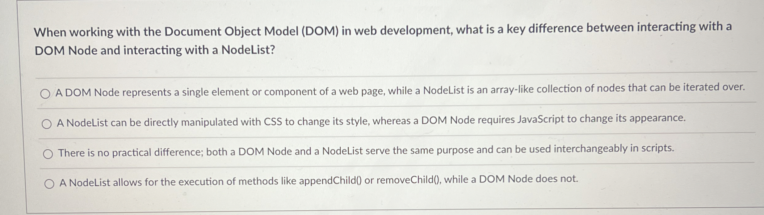 Solved When working with the Document Object Model (DOM) ﻿in | Chegg.com