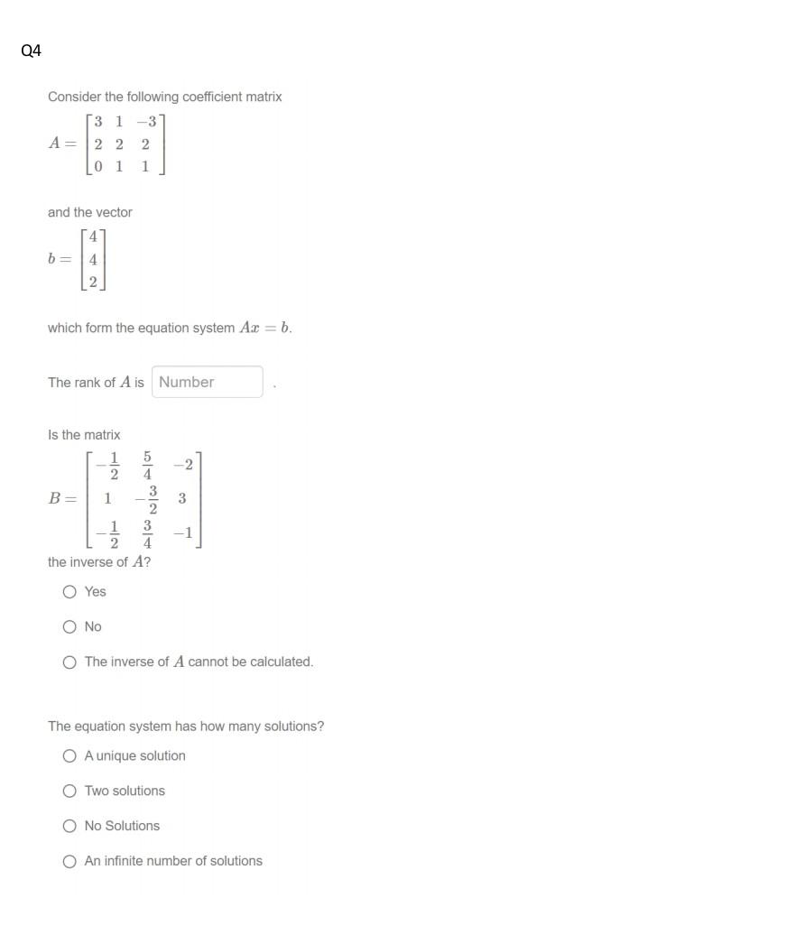 Solved Consider the following coefficient matrix \\[ | Chegg.com