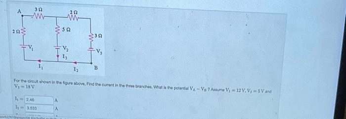 Solved A 312 W 222 w 213 350 322 TV. B 1 For the circut | Chegg.com
