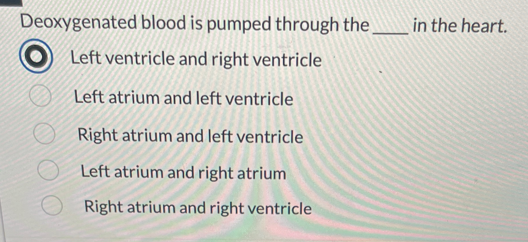 Solved Deoxygenated blood is pumped through the q, ﻿in the | Chegg.com