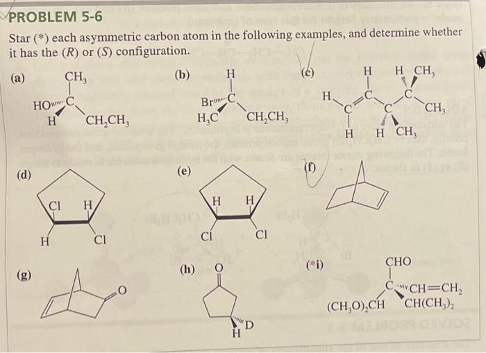 Solved PROBLEM 5-6 Star (*) each asymmetric carbon atom in | Chegg.com