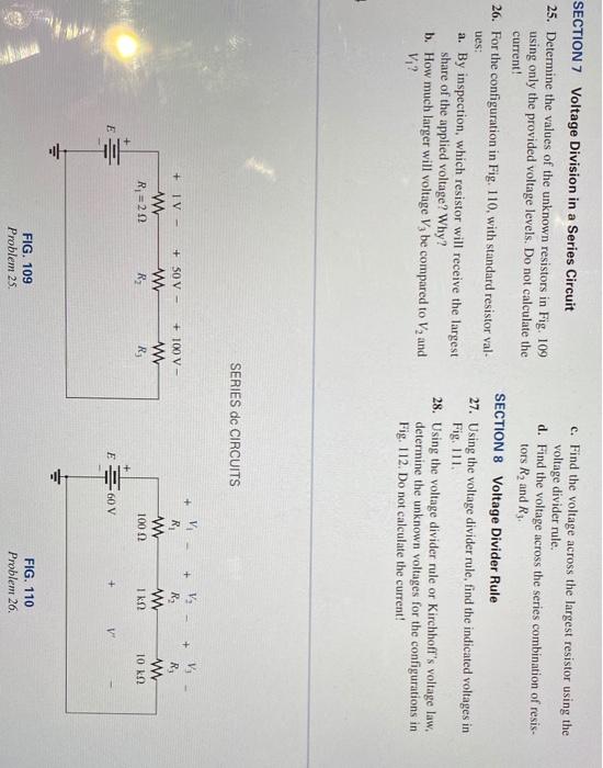 Solved 20. Find the unknown voltage source and resistor for | Chegg.com