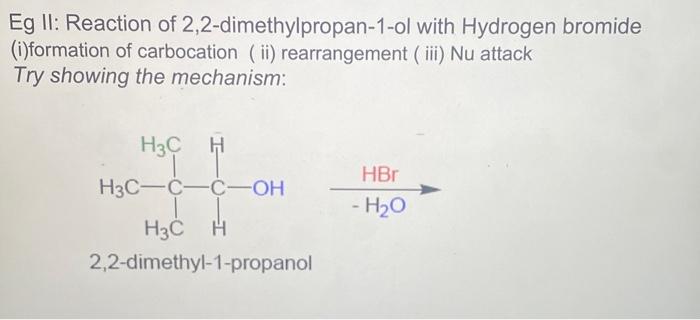 Solved Eg II: Reaction of 2,2-dimethylpropan-1-ol with | Chegg.com