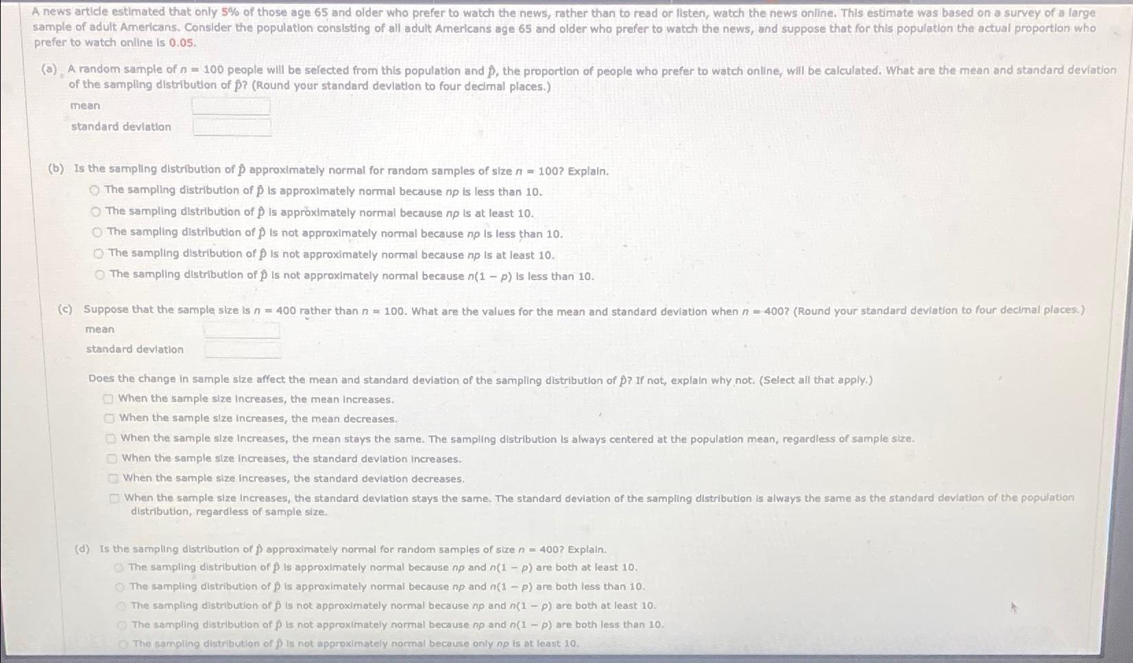 Solved prefer to watch online is 0.05 . ﻿of the sampling | Chegg.com