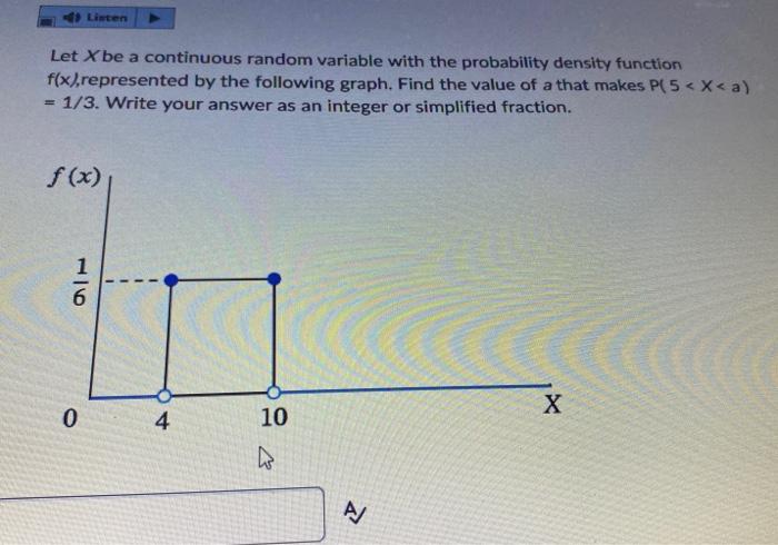 Solved Let X be a continuous random variable with the | Chegg.com