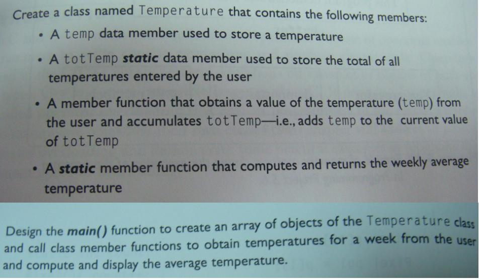 Solved Create a class named Temperature that contains the | Chegg.com