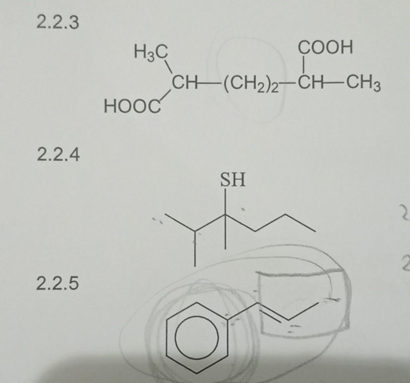 Solved 2.2.3 Нас COOH CH(CH2)2--CH-CH3 HOOC 2.2.4 SH 2 2 | Chegg.com