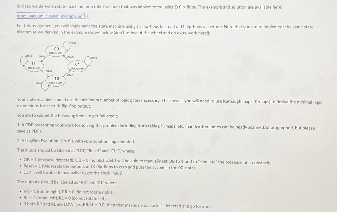 In class, we derived a state machine for a robot | Chegg.com