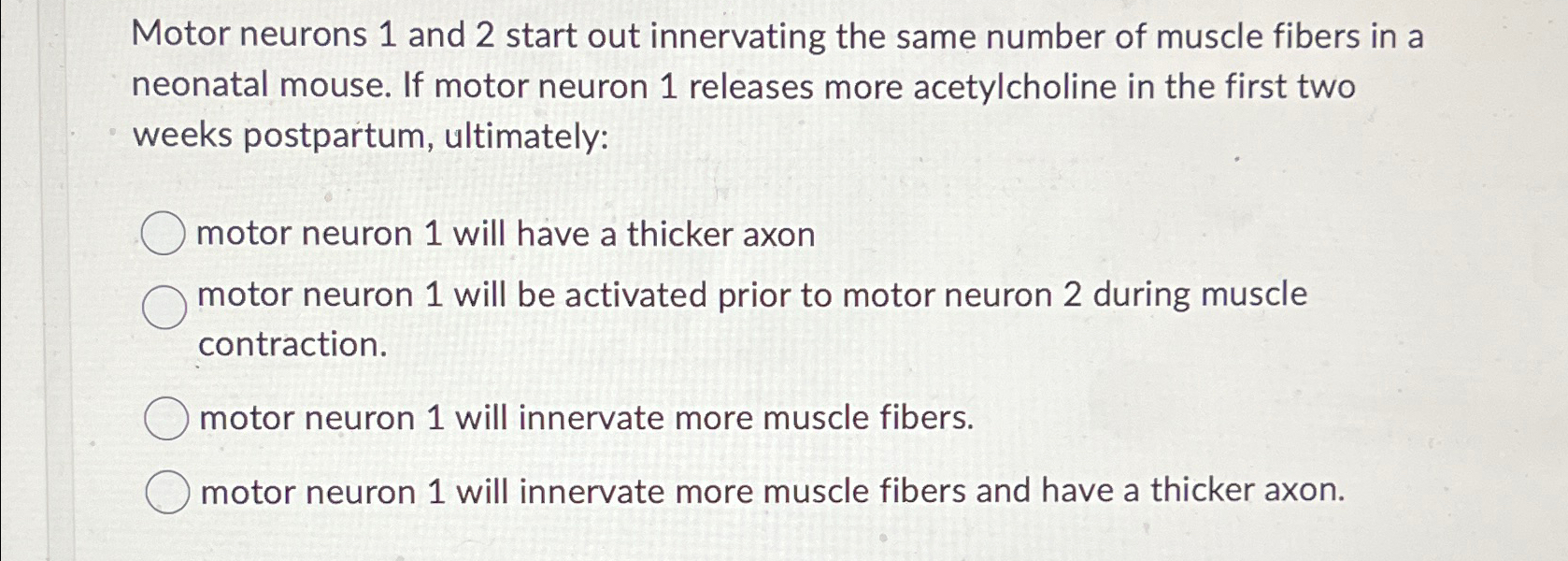 Solved Motor neurons 1 ﻿and 2 ﻿start out innervating the | Chegg.com