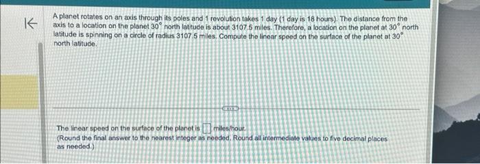 Solved A planet rotates on an axis through its poles and 1 | Chegg.com