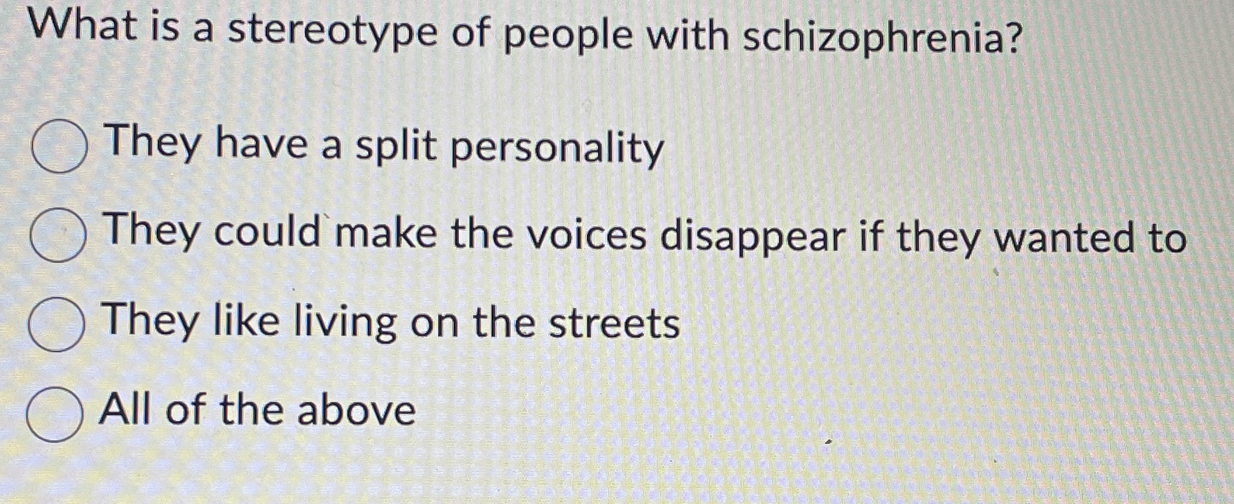 Solved What is a stereotype of people with | Chegg.com