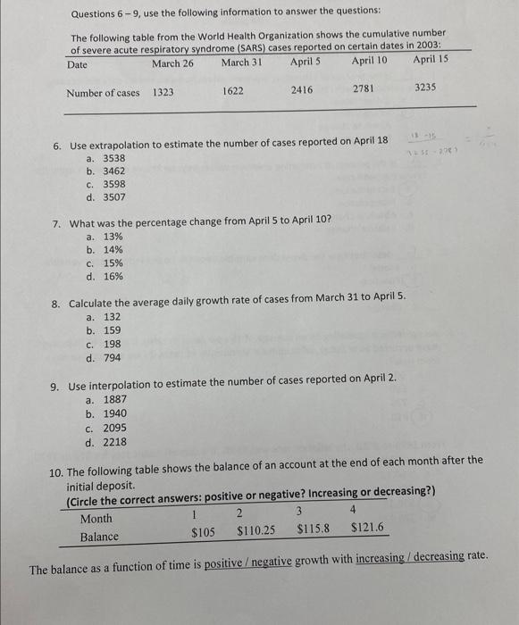 Solved Questions 6−9, use the following information to | Chegg.com
