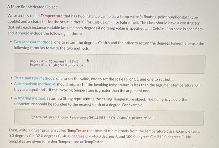 Solved A More Sophisticated Object Write a class called | Chegg.com
