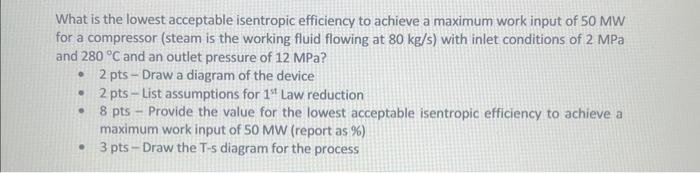 Solved What is the lowest acceptable isentropic efficiency | Chegg.com