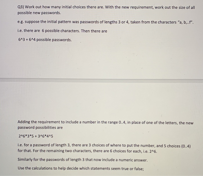 Solved 2 pts Question 3 Acomputer system requires a password | Chegg.com
