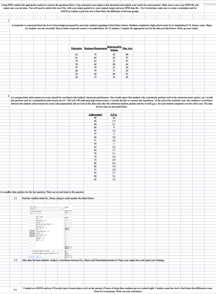 Solved Using SPSS conduct the appropriate analysis to answer | Chegg.com