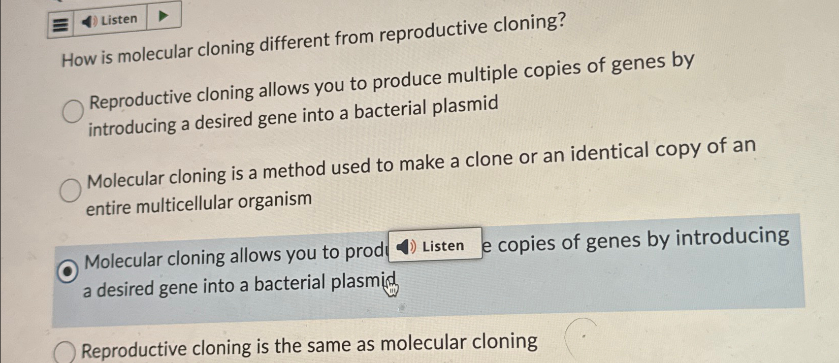 Solved ListenHow is molecular cloning different from | Chegg.com