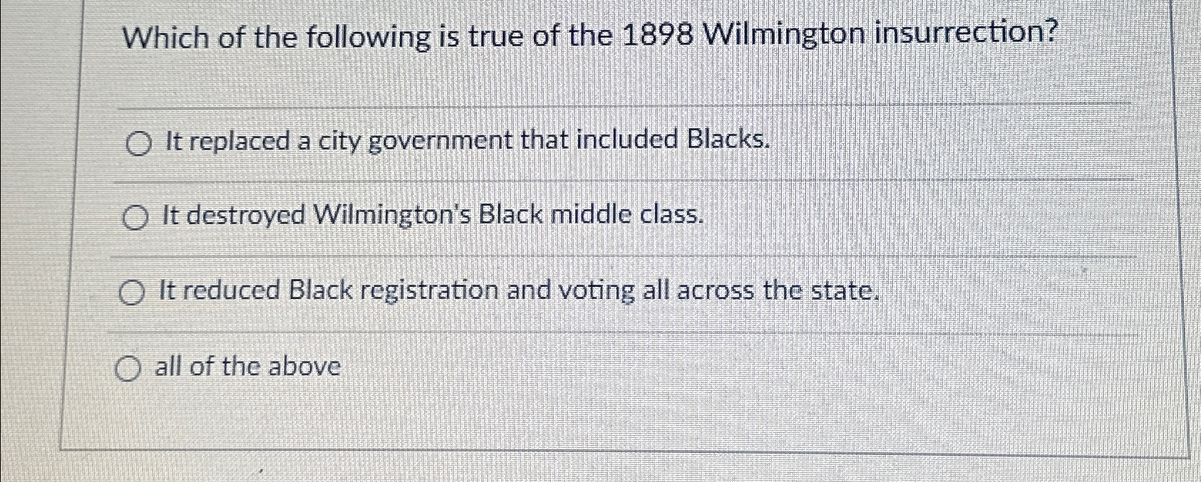 Solved Which of the following is true of the 1898 | Chegg.com