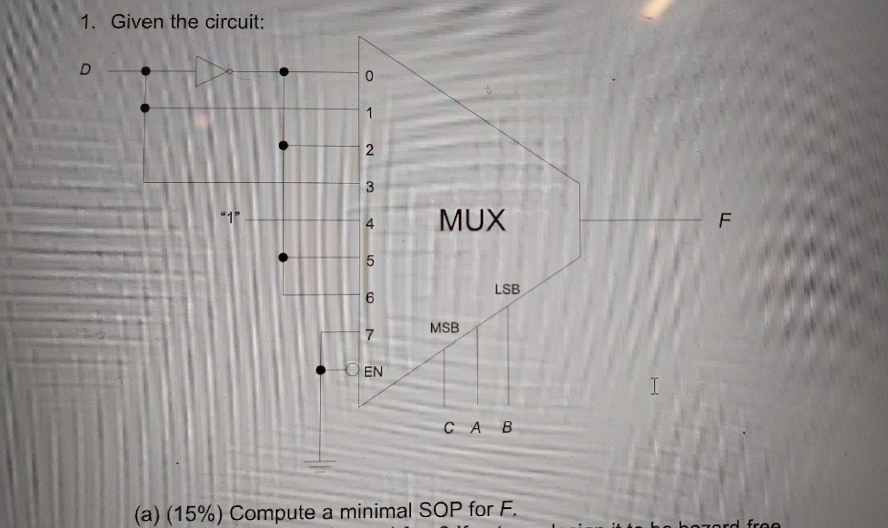 Solved Question 1!!! How do we get the F from Mux and then | Chegg.com