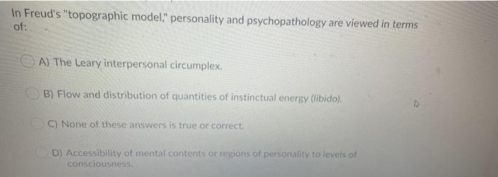 Solved In Freud's topographic model" personality and | Chegg.com
