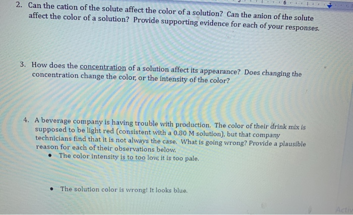 Solved 6 2. Can the cation of the solute affect the color of | Chegg.com