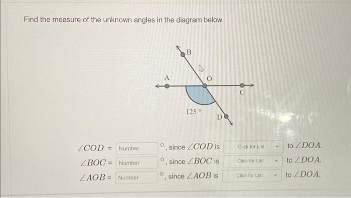 Solved Find the measure of the unknown angles in the diagram | Chegg.com