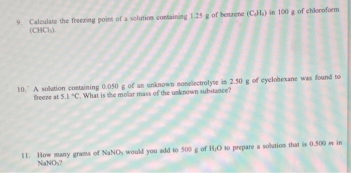 Solved Calculate the freezing point of a solution containing | Chegg.com