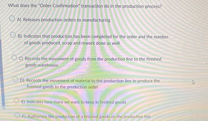 Solved What does the "Order Confirmation" transaction do in | Chegg.com