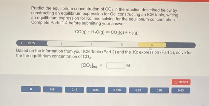 Solved Predict the equilibrium concentration of CO2 in the | Chegg.com