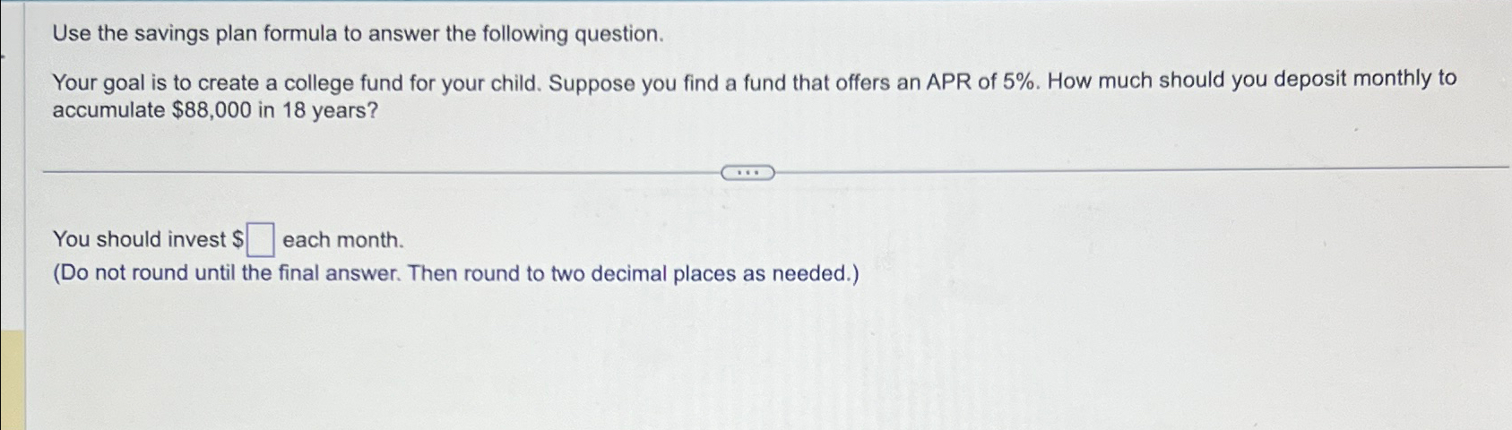 Solved Use the savings plan formula to answer the following | Chegg.com