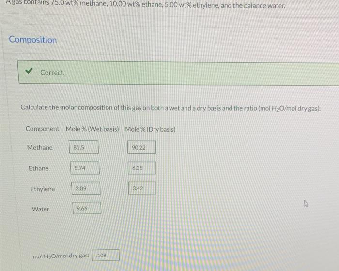Solved Composition Correct. Calculate the molar composition | Chegg.com