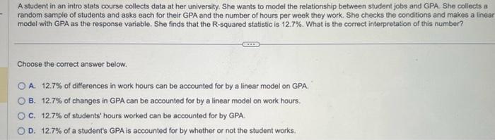 Solved A student in an intro stats course collects data at | Chegg.com