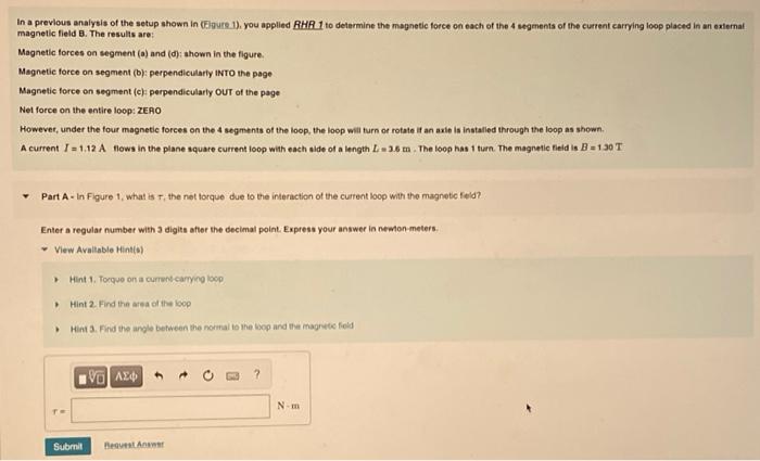Solved - Learning Goal: RHR 2 and RHR 1 For Current Loop - | Chegg.com