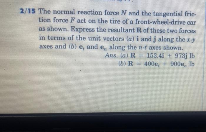 Solved 2/15 The normal reaction force N and the tangential | Chegg.com