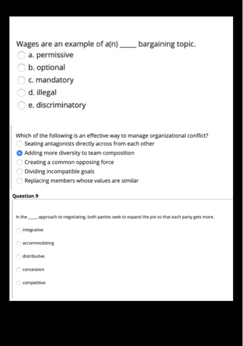 Solved bargaining topic. Wages are an example of a(n) — a. | Chegg.com